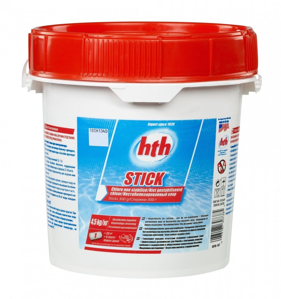 HTH Sticks chloortabletten 300 grams 4,5 kg | Zwembad.shop