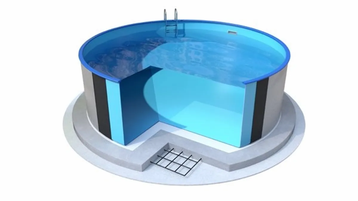 Steel wall round Ø360 x 120 cm (with cutouts and profiles) | Pool.shop